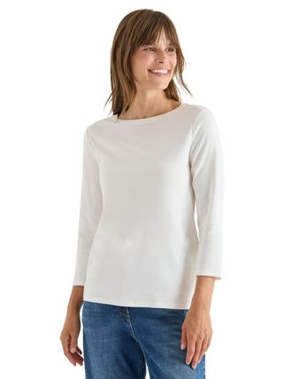 Cecil Damen 3127598 Basic U-Boot Shirt, Vanilla White, XS EU
