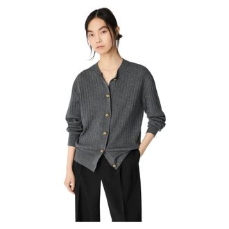 Bottega Veneta Femme, Pulls, Gris, Taille: 40 FR Wool Rib Cardigan