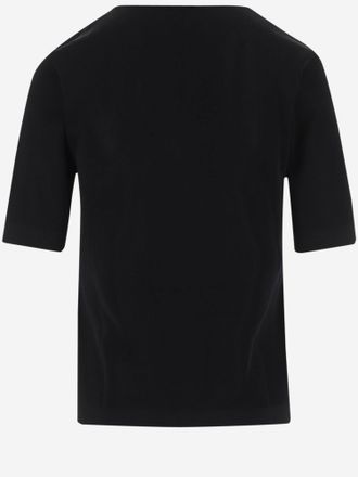 Balmain Viscose with Lace V-Neck Blouse - Black