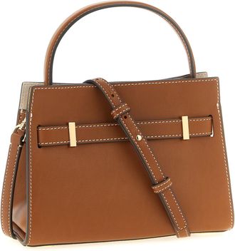 Tory Burch Structured Leather Top Handle Bag - Cognac