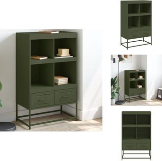 vidaXL Vidaxl - Buffet haut vert olive 68x39 x111,5 cm acier - Buffet Design Moderne - Meuble Rangement - Armoire Haute - Buffet En Acier - Mobilier Salon