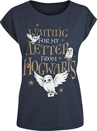 Harry Potter Hogwarts Letter Femme T-Shirt Manches Courtes Bleu foncé XL 100% Coton Large