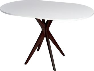 RAGABA Ovaler Esstisch klein 100x75 cm, X-Gestell, Esstich f&uuml;r 4 Personen, Massivholz, Modern, Platzsparend | Wei&szlig;