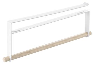 Yamazaki Tableware Yamazaki 2418 Tosca Unterregal-Küchenrollenhalter, weiß, Stahl/Holz, minimalistisch, 2 x 32 x 12 cm