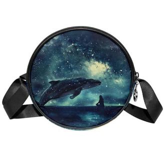 Generic Petit sac &agrave; bandouli&egrave;re circulaire pour femme, petit sac &agrave; bandouli&egrave;re avec fermeture &eacute;clair, bretelles r&eacute;glables, sac &agrave; main rond d&eacute;contract&eacute; pour fe