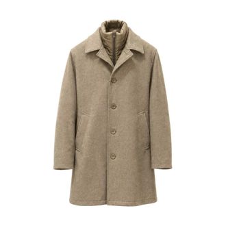 Herno Manteau en laine Melton &agrave; effet diagonal - Homme - Manteaux - Beige - Taille: 2XL