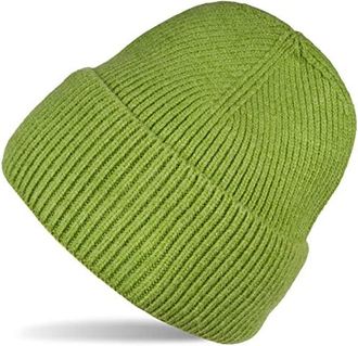 styleBREAKER Bonnet tricot&eacute; Unisexe &agrave; c&ocirc;tes avec Large Revers, Beanie doubl&eacute; en Maille Fine Chaude d&eacute;clin&eacute; en Plusieurs Couleurs, Tilleul