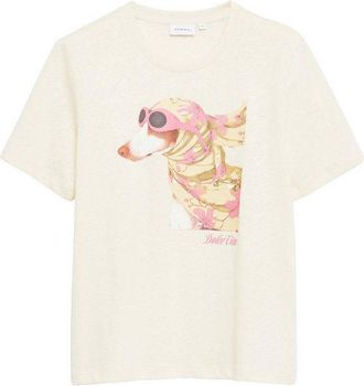 Comma Kurzarmshirt T-Shirt Print-T-Shirt mit Flammgarn