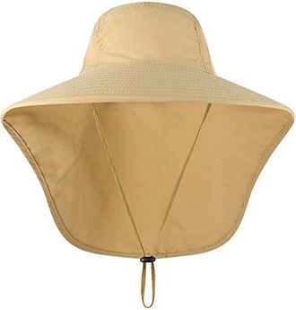 Generic Chapeau de p&ecirc;che &agrave; large bord avec rabat pour le cou pour voyage, camping, randonn&eacute;e, bateau, activit&eacute;s sportives de plein air, kaki, Taille unique