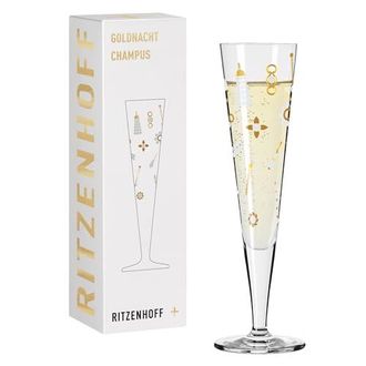 Ritzenhoff 1071040 Champagnerglas 200 ml - Serie Goldnacht Nr. 40, 2er Set - Designerstück mit Echt-Gold - Made in Germany