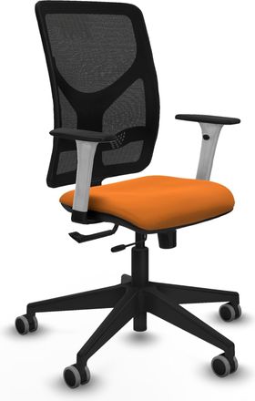 Piqueras y Crespo PC-Stuhl mit blauem Netzstoff, mit wei&szlig;en und schwarzen Armlehnen, h&ouml;henverstellbare Lendenwirbelst&uuml;tze, ausgestattet mit Syncro/Traslack und Schneide