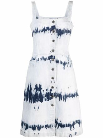 Stella McCartney robe en coton &agrave; effet tie-dye - Bleu
