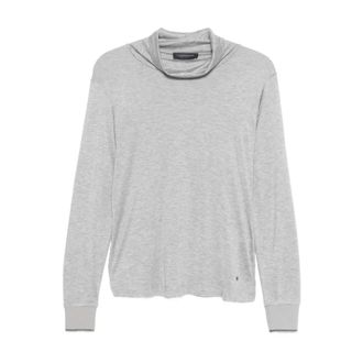 Lorena Antoniazzi Femme, Tops, Gris, Taille: 38 FR T-shirt à col roulé côtelé à manches longues