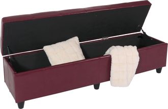 Mendler Aufbewahrungs-Truhe Sitzbank Kriens XXL, Kunstleder, 180x45x45cm - rot