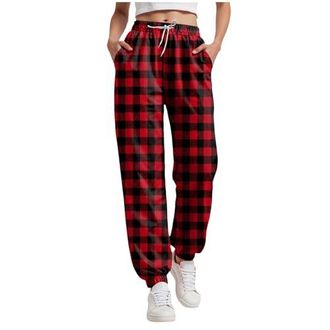 Generic Pantalon de jogging ample taille haute avec poches, cordon de serrage élastique et jambes larges pour gym, entraînement, course à pied et fêtes de Noë