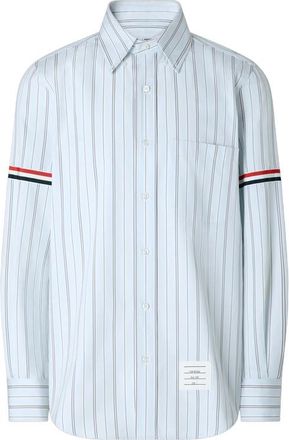 Thom Browne Poplin Hairline Stripe Shirt With Armbands