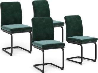 Vicco Freischwinger Eleganza, Küchenstuhl, Grün, 4er Set