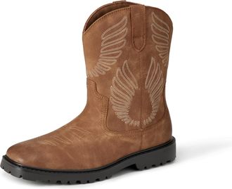 Amazon Essentials Herren Western-Cowboystiefel Mit Eckiger Zehenpartie, Br&auml;unen, 41.5 EU