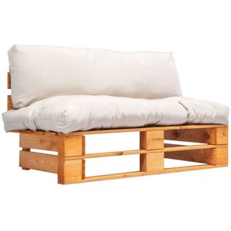 vidaXL Outdoor-Sofa Paletten mit Kissen in Sandfarben Kiefernholz vidaXL