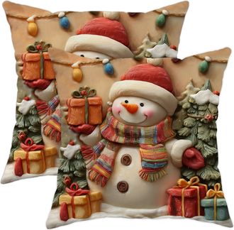 Generic Schneemann-Kissenbez&uuml;ge mit verstecktem Rei&szlig;verschluss, quadratisch, f&uuml;r Zuhause, Schlafzimmer, Wohnzimmer, Sofa, Couch, Dekoration, 50,8 x 50,8 cm, R