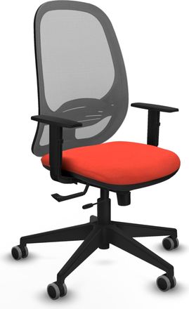 Piqueras y Crespo Stuhl geeignet f&uuml;r Arbeiten mit 1D-Armen, h&ouml;henverstellbare Lendenwirbelst&uuml;tze, ausgestattet mit Syncro/Translack und Schneidschaum, Grau/Dunkelorange