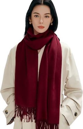 Maamgic Foulard Echarpe xxl echarpe printemps Femme Homme 200 * 70CM Hiver Touch&eacute; Soyeux Multi-Couleur El&eacute;gant Ch&acirc;le Doux pour Mariage Party Soiree, Bordeaux/