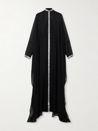 Taller Marmo Parthenon Robe Aus Seidenkrepon Mit Swarovski-kristallen - Schwarz