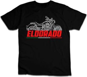 Generic T-shirt de motard pour fans de Guzzi Eldorado (2015-2021), 100 % coton, coupe classique, design inspir&eacute; de la moto, Noir - 2015-2021, Taille XL
