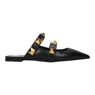 Valentino Garavani Schwarze Lederstudded Mules - - Shoes - Damen - Schwarzk - 35 1/2 EU