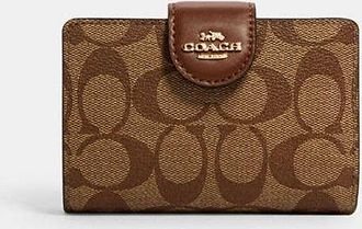 Coach Mittelgrosses Portemonnaie Aus Charakteristischem Canvas Mit Rundumreissverschluss