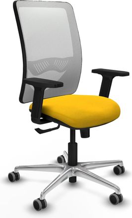 Piqueras y Crespo B&uuml;rostuhl mit Rollen Zulema mit 2D-Armen, h&ouml;henverstellbare Lendenwirbelst&uuml;tze, ausgestattet mit Sincro 3-Positionen und Schneidschaum, Wei&szlig;/Gelb