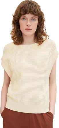 Tom Tailor Damen Strickpullover ohne Arm 1032601, 28130 - Soft Buttercream, L