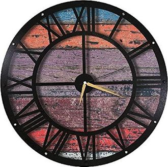 Homemania HOMESRV137 Wanduhr - Wandkunst für Wohnzimmer, Schlafzimmer, Küche - Mehrfarbig in Metall, MDF, 50 x 0,15 x 50 cm