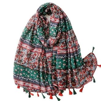 Generic &Eacute;charpe ch&acirc;le en viscose florale 180 cm pour hijab musulman, grande taille, bandeau tendance pour femme, quatre saisons, Couleur 322, taille unique