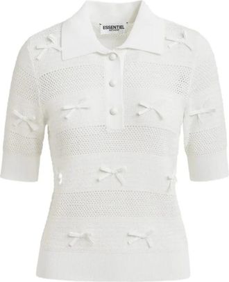 Essentiel Femme, Tops, Blanc, Taille: 42 FR Jarts Knit Polo with Knots
