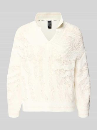 Marc Cain Strickpullover mit Stehkragen und V-Ausschnitt