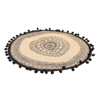 Angoily Kreatives Stoff Platzset 40cm aus Jute mit Pompon Hitzebest&auml;ndige Tischunterlage und Tassenuntersetzer f&uuml;r Zuhause Sch&uuml;tzendes Tischset gegen Kratzer 