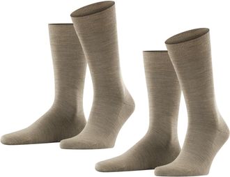 Esprit Herren Socken Basic Wool Multipack M So Wolle Baumwolle einfarbig 2 Paar, Braun Nutmeg Melange 5410, 39-42