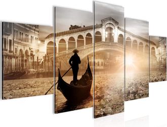 Runa Art Bilder Venedig Italien 200 x 100 cm 5 Teilig XXL Wanddekoration Design Gelb Grau 006651b
