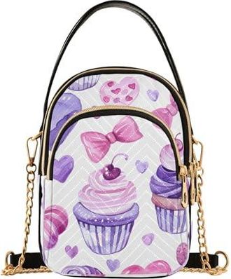 Mnsruu Sac à bandoulière pour femme avec motif coeur, bonbons, cupcakes, sac à main à bandoulière avec sangle réglable