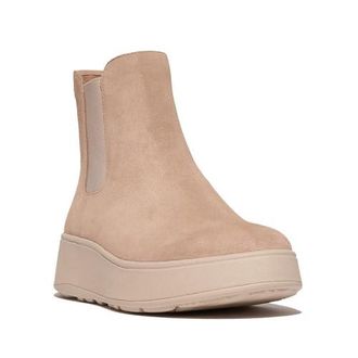 FitFlop Womens F-Mode Suede Flatform Chelsea Boots, Beige Classique, 39 EU