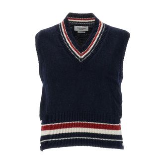 Thom Browne Hector V-Ausschnitt Strickweste - - Knitwear - Herren - Blau - L