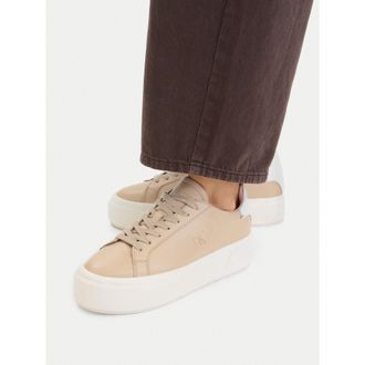 Calvin Klein Sneakers Calvin Klein Flatform Lace Up Lth YW0YW01928 Beige