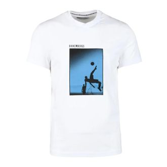 Dirk Bikkembergs Homme, Tops, Blanc, Taille: M T-shirt coton &eacute;lasthanne