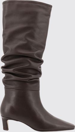 Alohas Bottes hautes drap&eacute;es en cuir lisse &agrave; bout effil&eacute; et talon &eacute;vas&eacute;