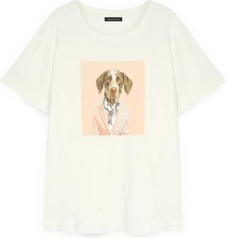 Fiorella Rubino Femme, Tops, Blanc, Taille: 40 FR T-shirt chic pour chien avec d&eacute;tails lumineux