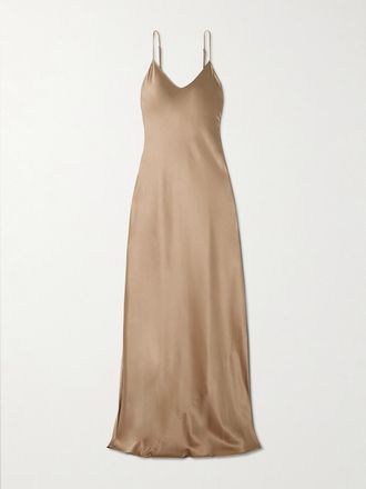 Éterne Mila Maxikleid Aus Satin Aus Einer Seidenmischung - Braun