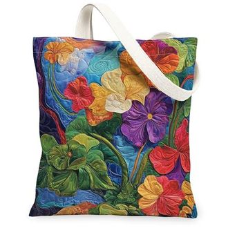 Generic Sac fourre-tout en toile de g&eacute;ranium printanier pour le shopping, 33 x 38,1 cm, sac d&eacute;picerie r&eacute;utilisable pour femme, sac d&eacute;picerie r&eacute;utilisable pour