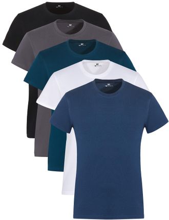 Lower East Basic Rundhals T-Shirts für Herren 3er I 5er I 10er Pack aus 100% Baumwolle in vielen Farben