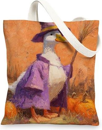 Generic Sacs fourre-tout fantaisistes en toile avec motif animal mignon, sacs dépicerie réutilisables, amusants, légers, lavables pour salle de sport, extérie